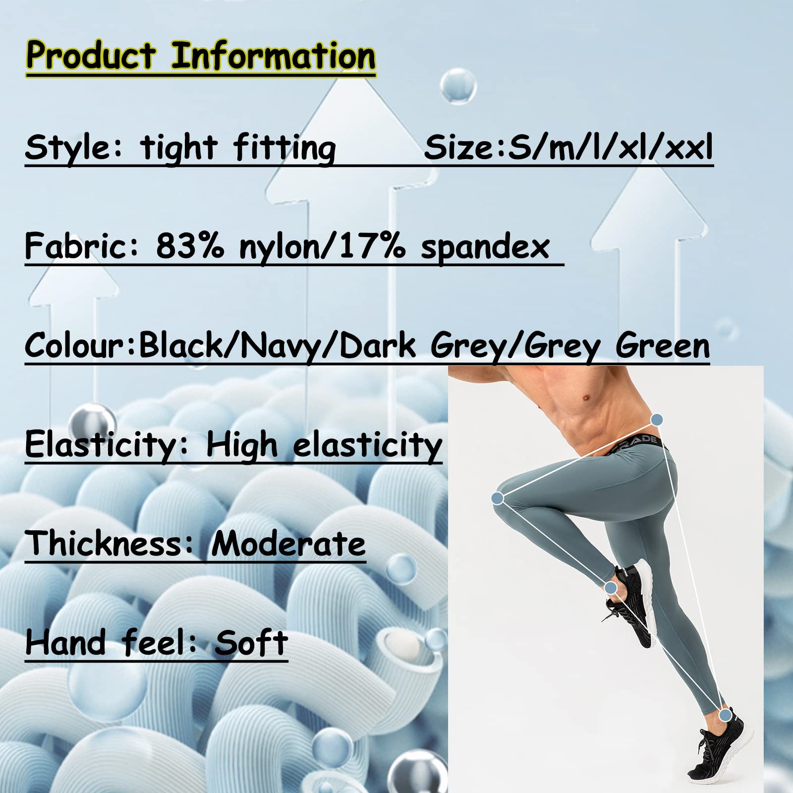 ABTIOYLLZ Men's Compression Pants Athletic Leggings Sports Tights Cool Dry Baselayer Running Gym Tights