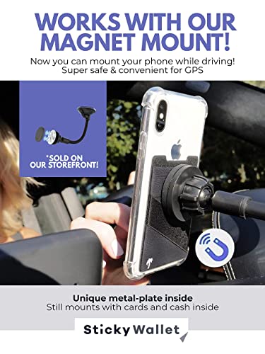 LIFESTYLE DESIGNS The StickyWallet β Premium Spandex Stick-on Phone Wallet Card Holder for any Case β Unique Double Pocket Design + Finger Strap (1 Pack)
