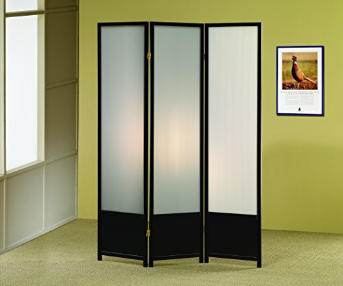 Coaster Home Furnishings Calix 3-Panel Folding Floor Screen Translucent and Black