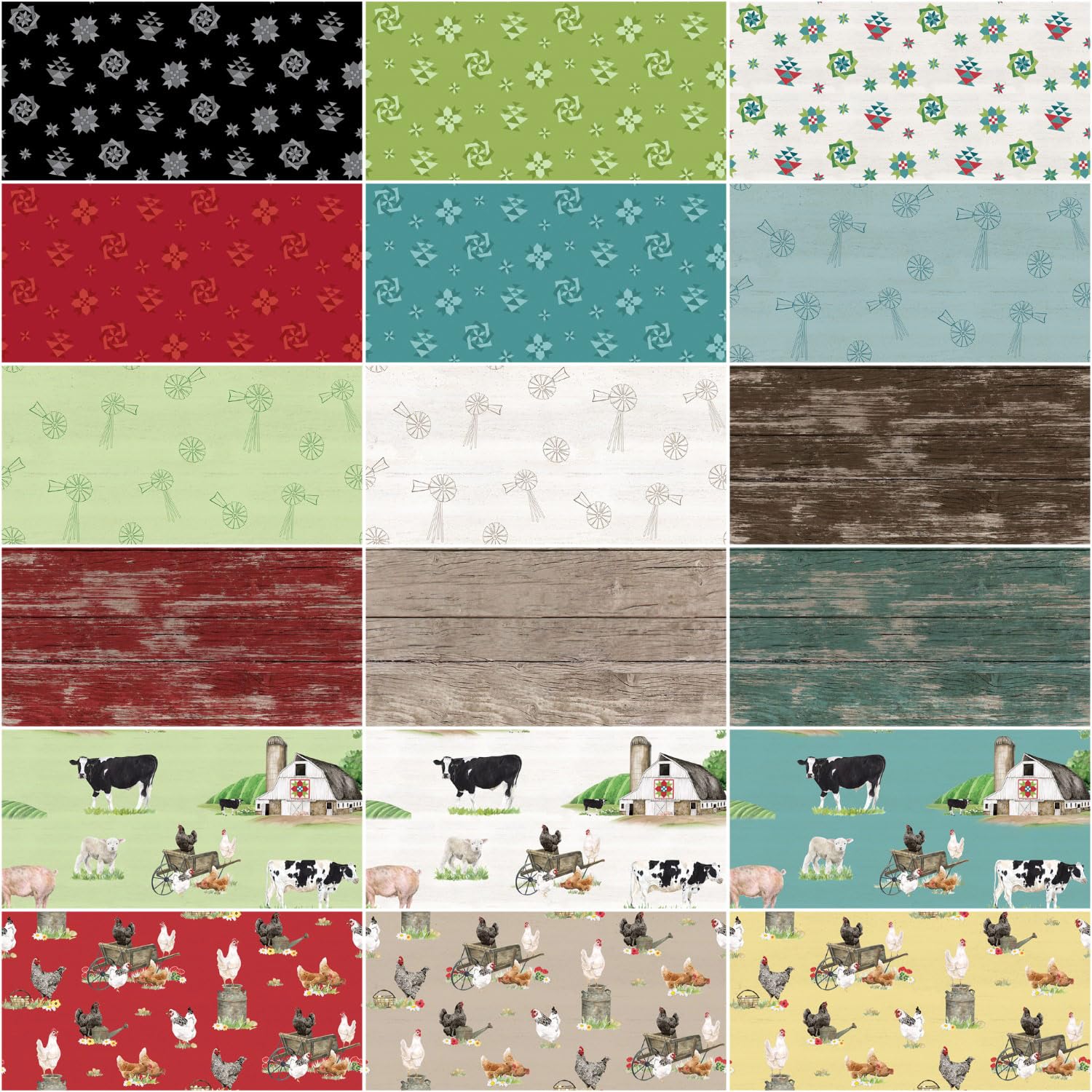 Tara Reed Spring Barn Quilts 18 Fat Quarters Riley Blake Designs FQ-14330-18