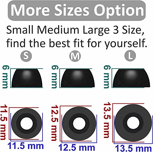 BLLQ Memory Foam Ear Tips Compatible with Google Pixel Buds Pro Replacement Ear Tips, Perfect Noise Cancellation, Fit in Case, S/M/L 6 Pairs Foam Tips Black (Foam PP6PB)