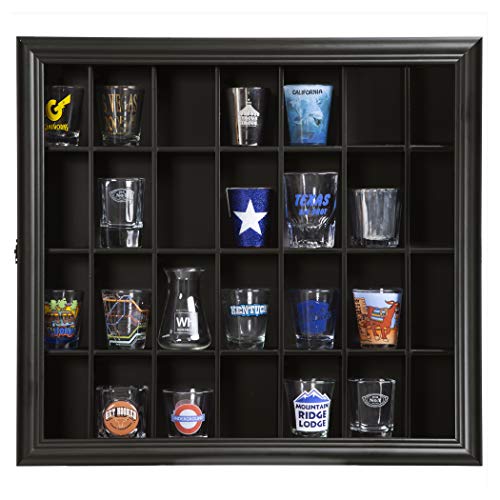 Gallery Solutions 18x16 Shot Glass Hinged Front Display Case, 18" x 16", Black