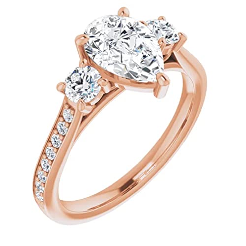 925 Silver, 10K/14K/18K Solid Gold Moissanite Engagement Ring, 1.0 CT Pear Cut Handmade Solitaire Ring, Diamond Wedding Ring for Women/Her Anniversary Ring, Birthday Rings, VVS1 Colorless Gift