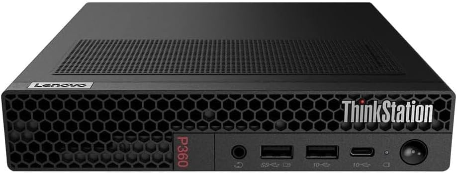 Lenovo ThinkStation P360 Business Mini Desktop Black (Intel i7-12700T, 16GB RAM, NVIDIA T400, 512GB SSD, WiFi, Bluetooth, HDMI, USB 3.2, Display Port, Black, Win 10 Pro) with Hub