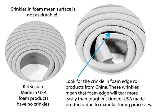 Kidkusion Table Cushion | Made in USA | 20 Feet + 8 Corners | Taupe | Baby Proof Furniture Edge and Corner Guards