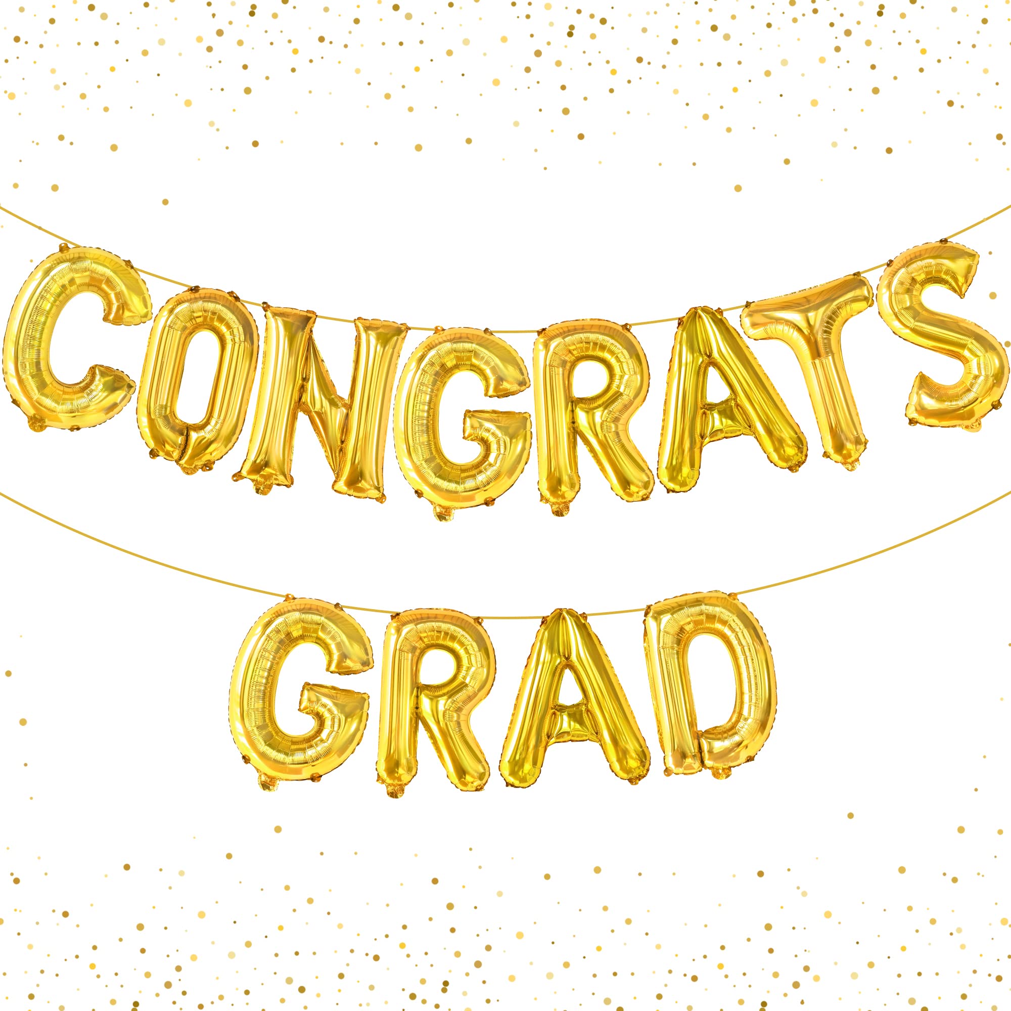 KatchOn, Gold Congrats Grad Balloons - 16 Inch | Congrats Grad Banner Balloons for Graduation Decorations Class of 2024 | Congratulations Balloons for Graduation Balloons Class of 2024 Decorations