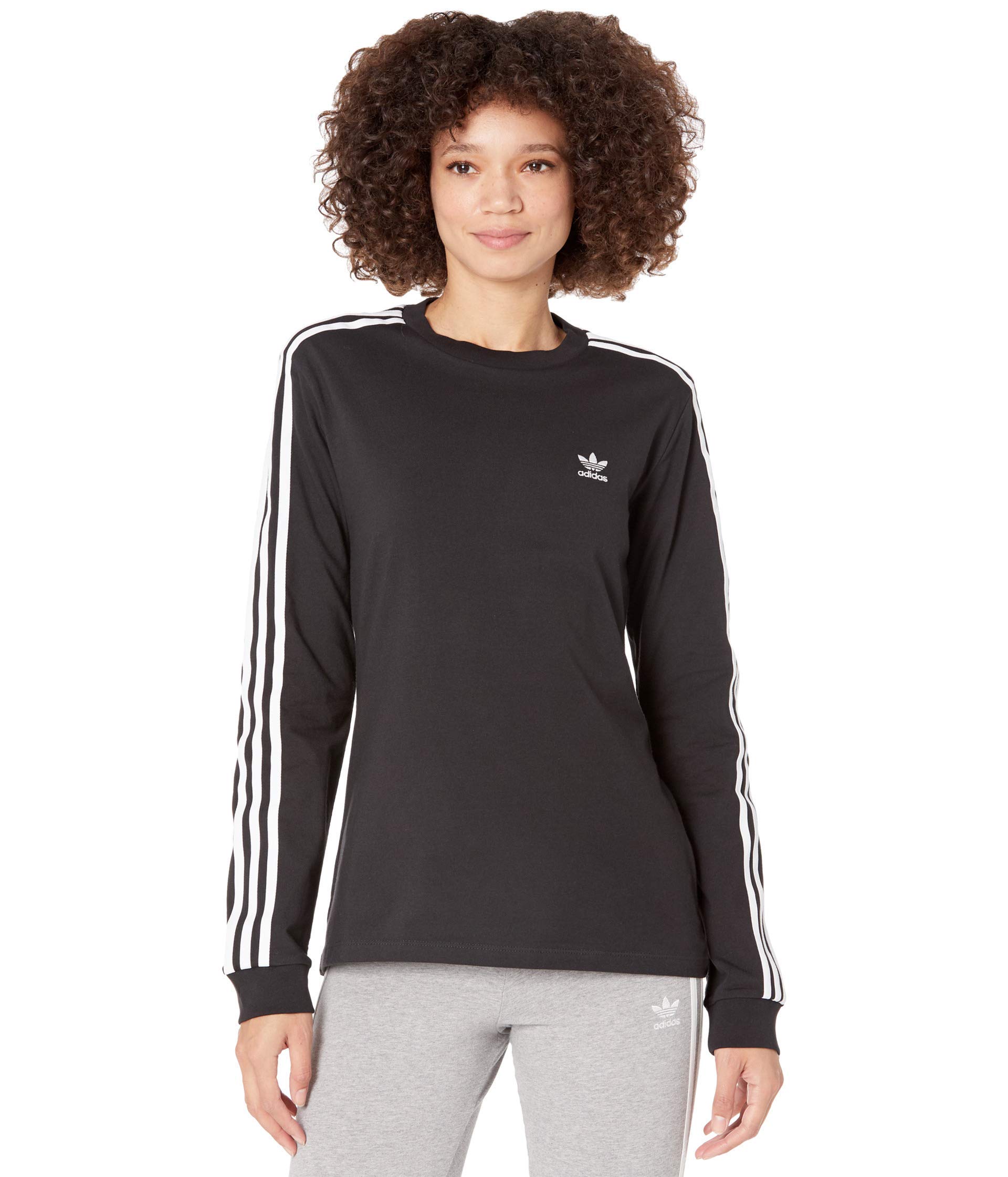 adidas Originals,womens,3-Stripes Long Sleeve,Black,X-Large