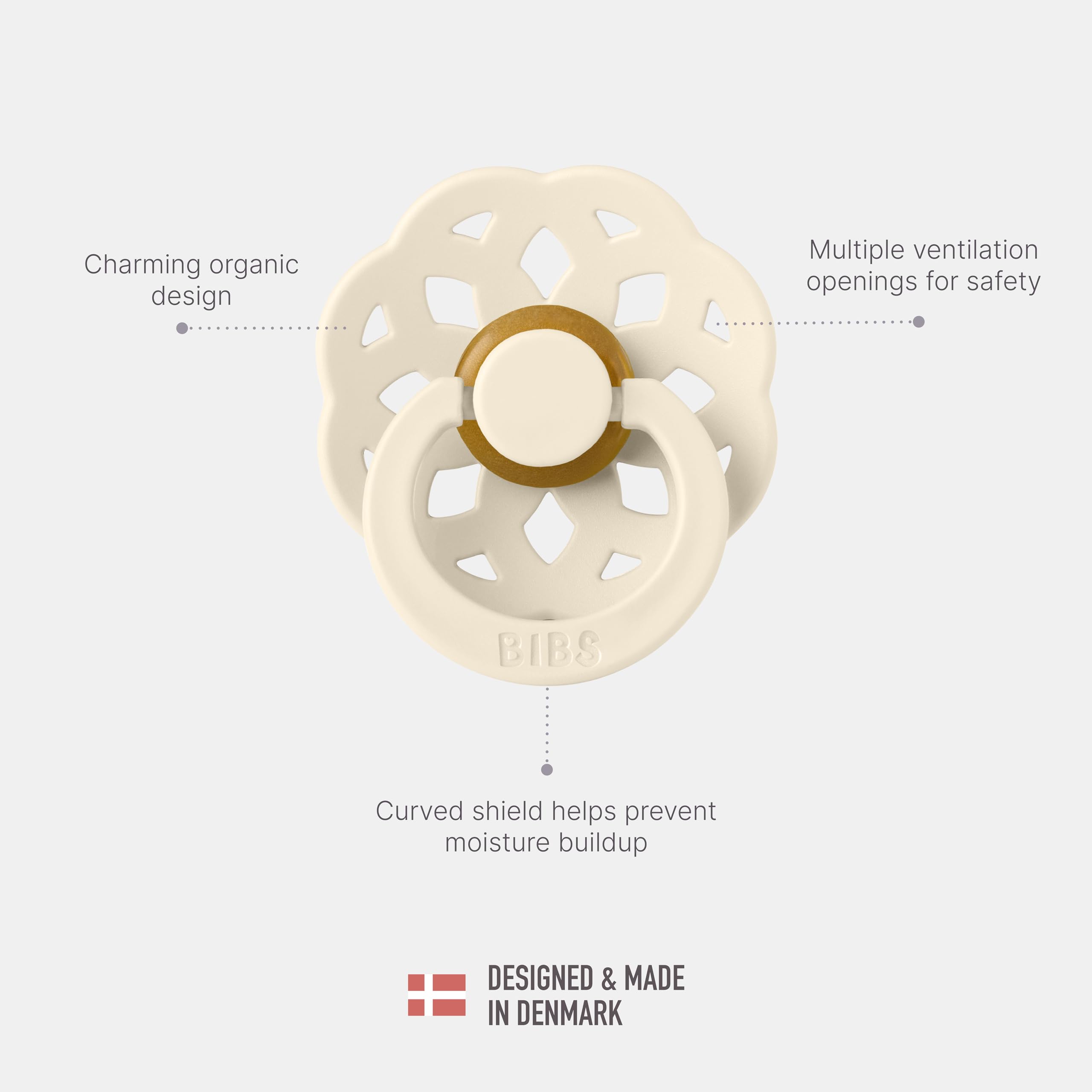 BIBS Pacifiers - Boheme Collection | BPA-Free Baby Pacifier | Made in Denmark | Set of 2 Woodchuck/Blush Color Premium Soothers | Size 6-18 Months