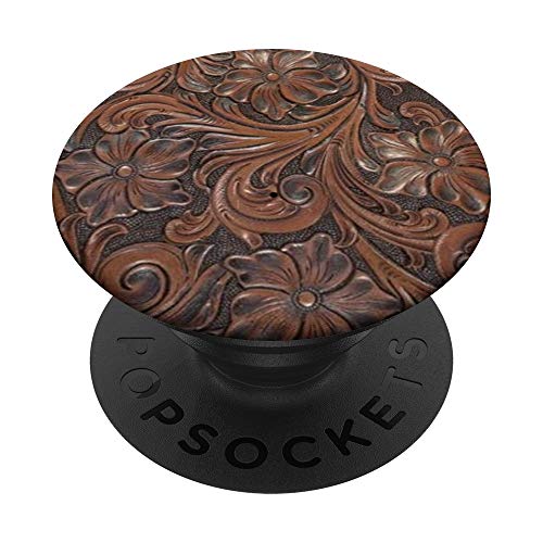 Wild West Western Cowgirl for Women Tooled Print PopSockets PopGrip: Swappable Grip for Phones & Tablets