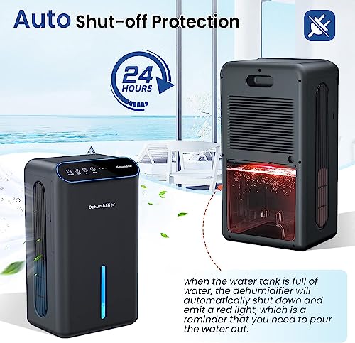Dehumidifiers for Home, Up to 800 Sq.ft, 86oz Water Tank, Dehumidifiers for Bedroom with Essential Oil Diffuser, 7 Color LED Light, 24H Timer, Auto Shut-off, Ideal for Bathroom Basement Closet RV