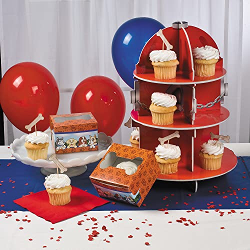 Fun Express Fire Hydrant Cupcake/Dessert Holder (3 Tiers) | Fire Truck | Fireman | Fire Fighter | Themed Birthday Party Supplies & Decor | Fire Department Event