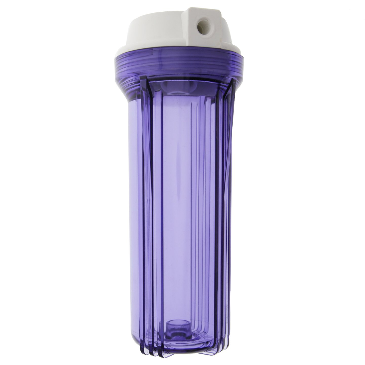 Hydronix HF2-10CLWH14, 10" Clear Housing with White Flat Cap For RO & Filtration Systems, 1/4" Ports