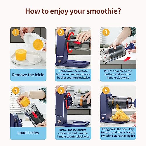 Kebnor Slushie Machine - Portable Electric Shaved Ice Machines, Cordless Rechargeable Snow Cone Machine for Party, Picnic with 6 Ice Cube Trays, Easy to DIY Snow Cone Syrup at Home for Kid Gift