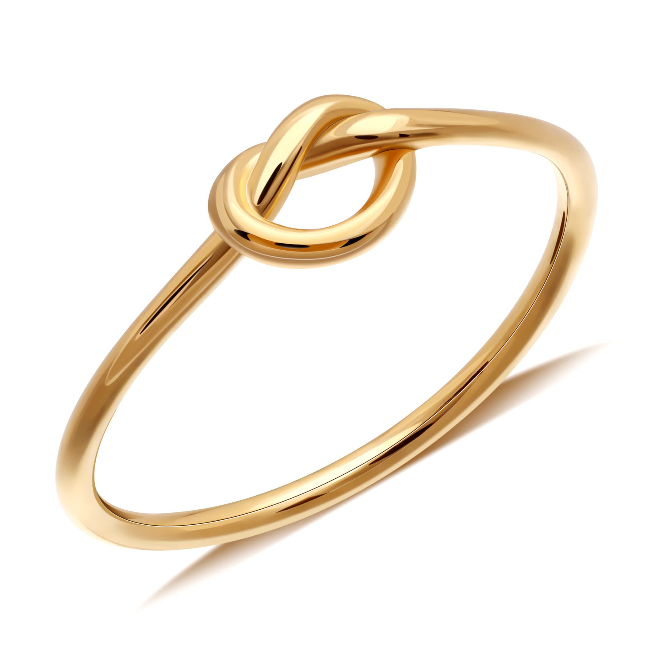 Aloha Jewelry Company 18K Gold Plated Sterling Silver Love Knot Ring Stackable Forever Promise Wedding Band (7)