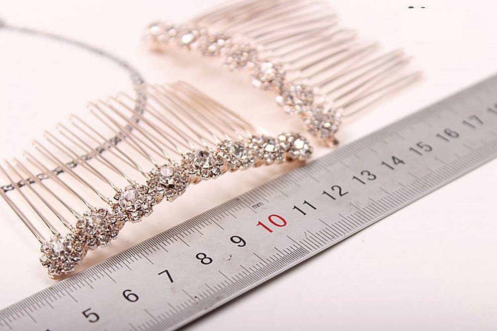Letshopping® High-grade Alloy Diamond Tiara Comb Hair Accessories Hair Fork(2pc) Rose gold