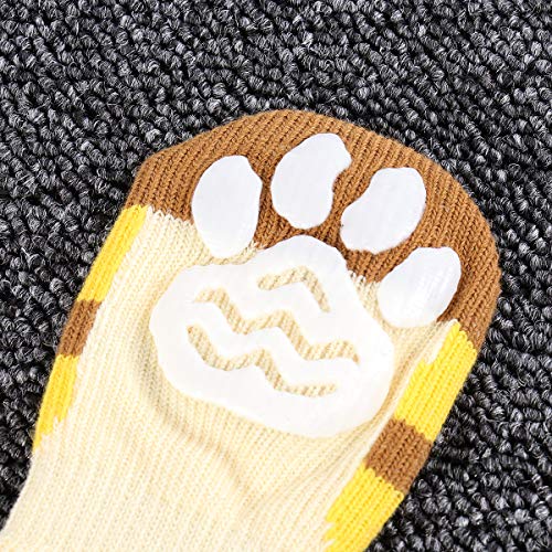 Baluue 4pcs Warm Knitted Socks Anti- Slip Bee Socks Adorable Stockings Pet Supplies (Yellow, Size 5XL) Pet Supply
