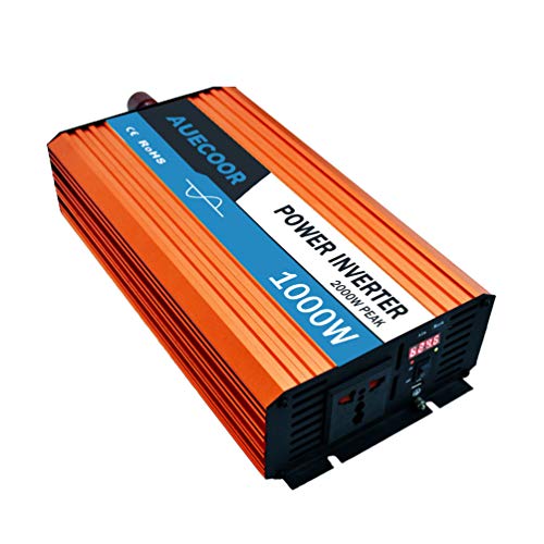 AUECOOR 1000 Watt Solar Power Iinverter Pure Sine Wave Inverter DC to AC Power Adapter Converter for RV Truch Boat Home Off Grid System