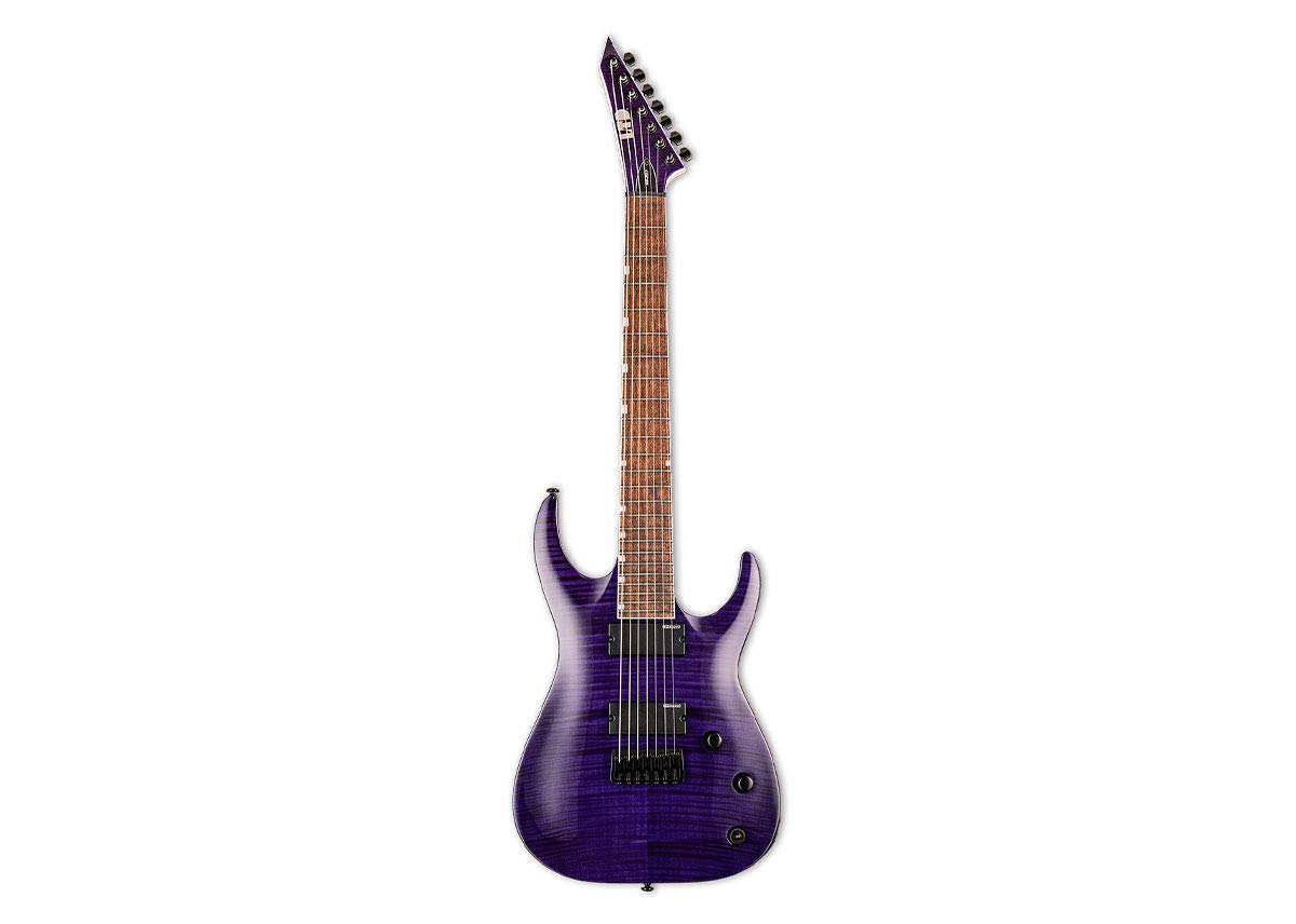 ESP 7 String LTD SH-207 Brian “Head” Welch Signature Series Electric Guitar, See Thru Purple, Right, (LSH207FMSTP)