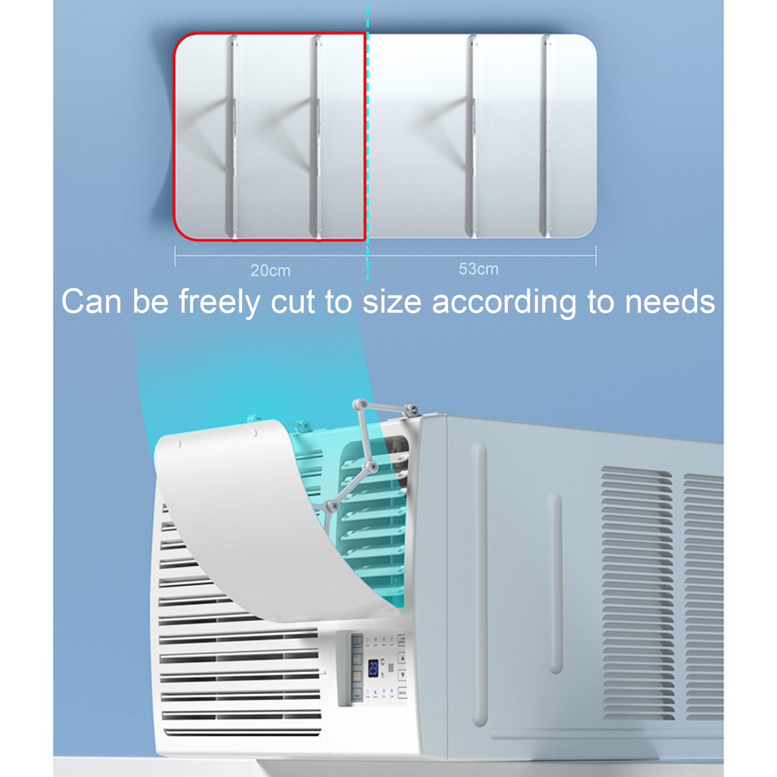 Ac Vent Deflector, Air Conditioner Deflector for Window Units, Vent Air Deflectors, Made of PVC Easy to Install, Freely Cut, White
