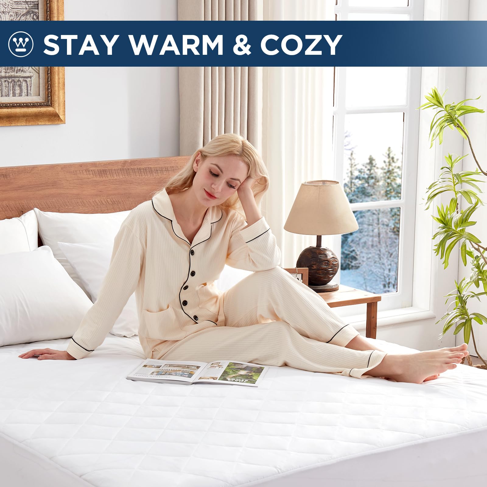 Westinghouse Full Size Heated Mattress Pad, Bed Warmer Electric Mattress Cover with 10 Heat Settings Dual Controller, 1-12H Auto Shut Off, Fit Up to 15" Deep Pocket, 54x75 Inch
