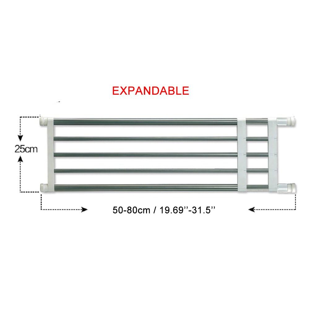 BAOYOUNI Closet Tension Shelf Rod Heavy Duty Wardrobe Organizer Adjustable Storage Shelves Rack DIY Closet Dividers Separators for Kitchen Bathroom Bedroom Garage, 19.69-31.5 Inches