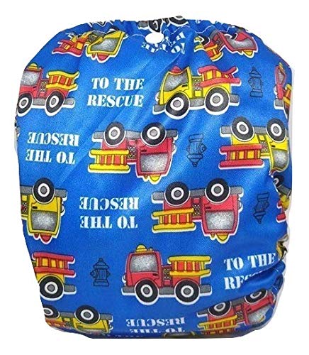 Kijani Baby XL Cloth Diaper Cover for Big Kids 30-70 pounds (Fire Trucks)