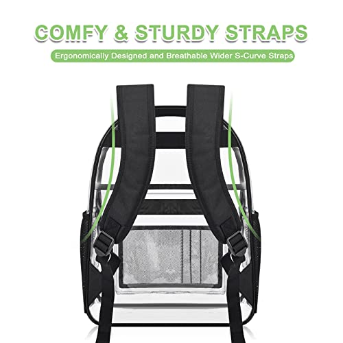 AROUVOG Clear Backpack for School, Heavy Duty PVC Transparent Backpack, Clear Book Bag,See Through Backpacks for College Concert Travel (Medium)