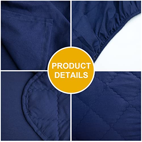 FLXXIE 4 Pieces Microfiber Toddler Bedding Set, Super Soft and Breathable Crib Sheet Set, Includes Quilted Comforter, Flat Top Sheet, Fitted Sheet, Envelope Pillow Case for Boys and Girls, Navy Blue