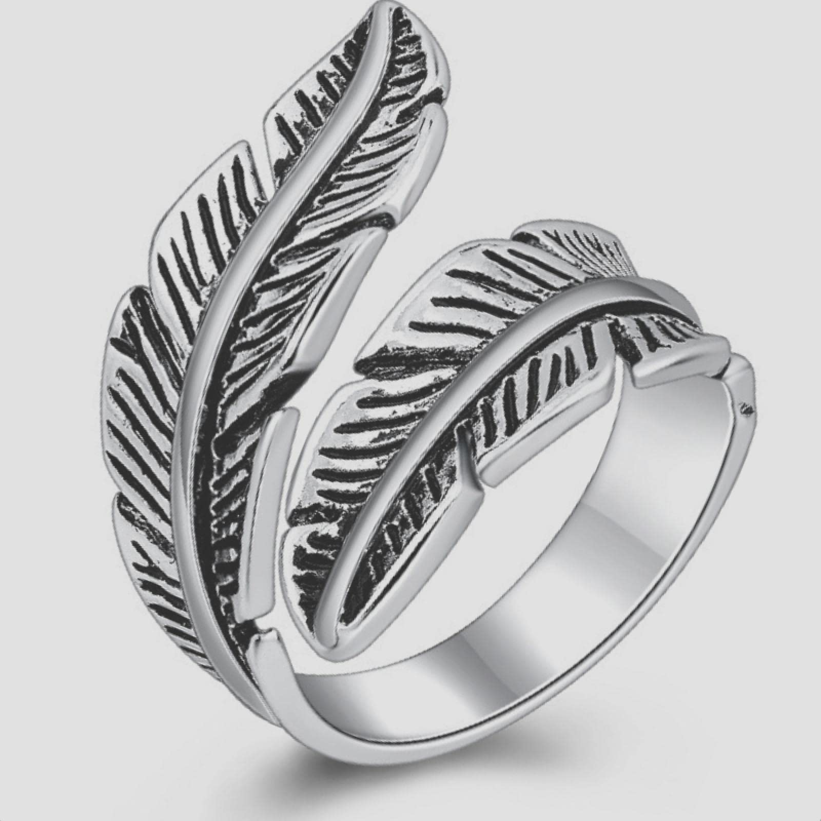 925 Sterling Silver Feather Adjustable Ring, Knuckle Party Gift For Men And Women