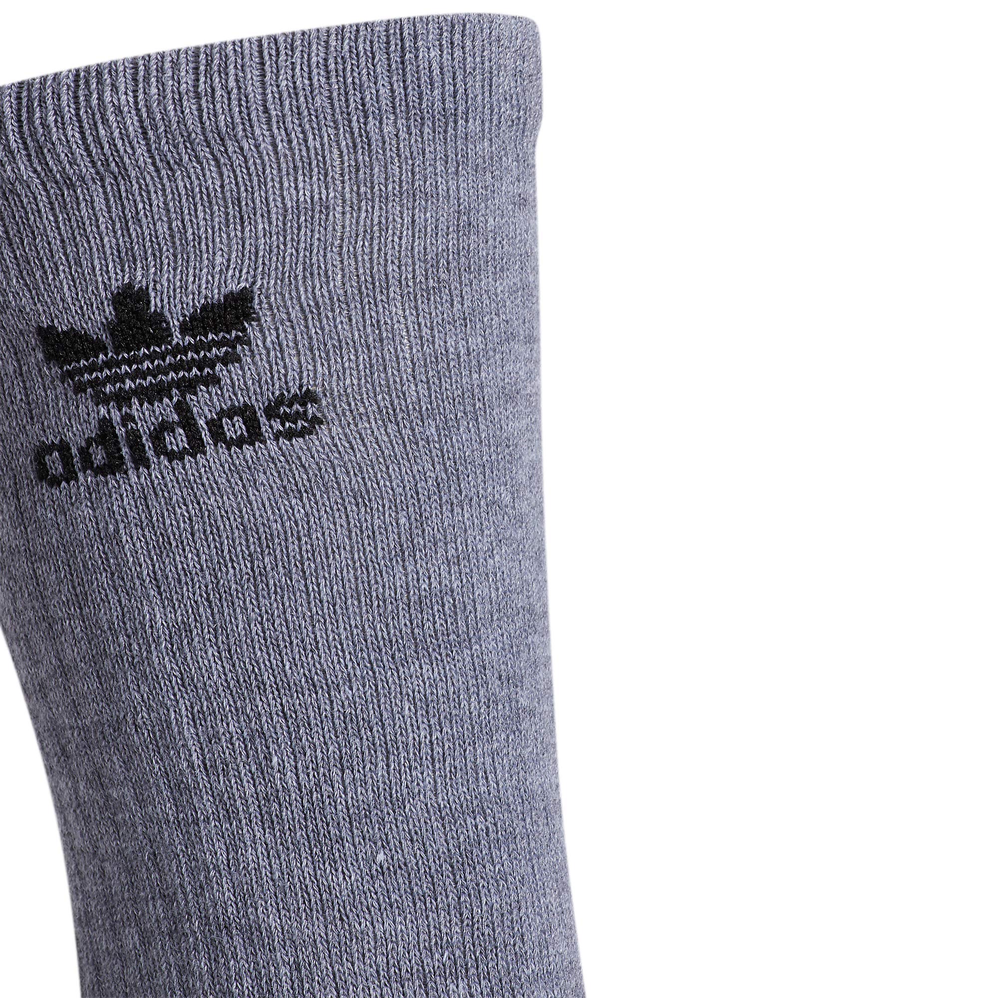 adidas Originals unisex adult Trefoil (6-pair) Crew Sock, Heather Grey/Black/White, Medium US