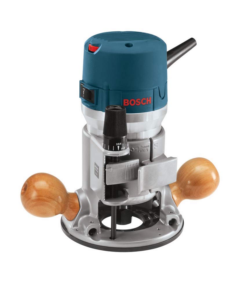 BOSCH 1617EVS 2.25 HP Electronic Fixed-Base Router and RA1054 Deluxe Router Edge Guide with Dust Extraction Hood & Vacuum Hose Adapter