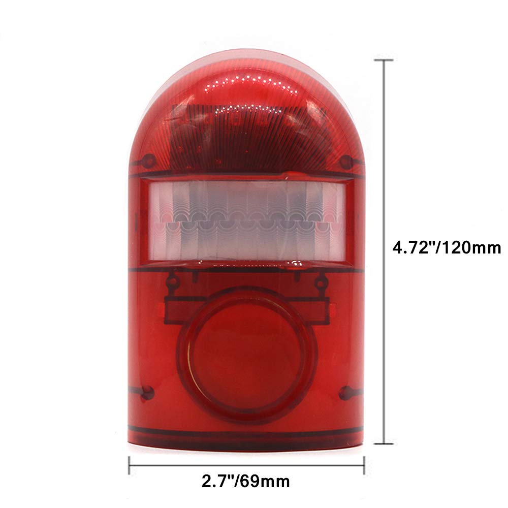 Solar Powered Sound Security Alarm Strobe Light, 6 LED Motion Sensor Strobe Alarm Outdoor Alarm Siren Home Security System, 110dB Loud Siren for Home Villa Farm Hacienda Apartment Outdoor Yard Garden