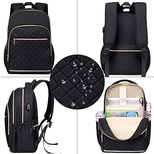 Bluboon Backpack for Women 15.6 Inch Laptop Bookbag College School Backpack Girls Schoolbag Compartment Daypack for Business Travel with USB Charging Port and Headphone Interface