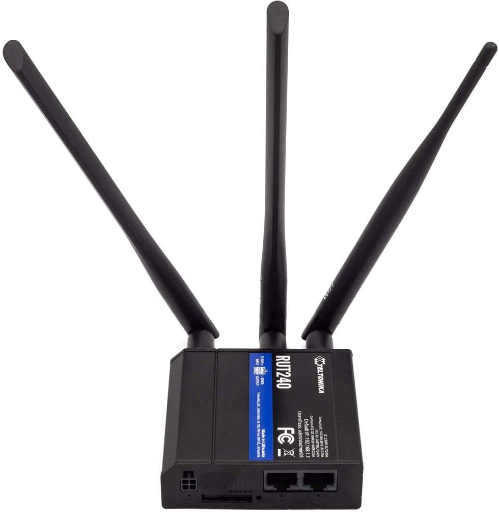 Teltonika RUT24002U000 Model RUT240 Industrial 3G/4G LTE Cellular Router for Verizon; Automatic Switch to Available Backup Connection; Wireless Access Point with Hotspot Functionality