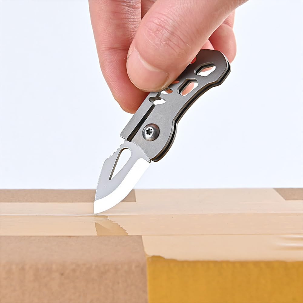 Berallo Small Pocket Knife for Men, Cool Keychain Knife Box Cutter Folding EDC Gadgets for Everyday Carry, Best for Package Opening, Rope Cutting, Wood Carving, and Crafts Processing (Silver)