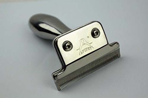 De Shedding Tool for Grooming Dogs & Cats The WOOFIE Wand The Original Chrome Dog Comb is Stainless Steel Handled Shedding Brush