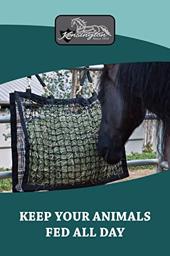 Kensington Slow Feed Hay Bag with Extra-Durable Nylon Straps Designed for Better Digestion, Colic-Free Feeding, 4 Flake, Black Ice
