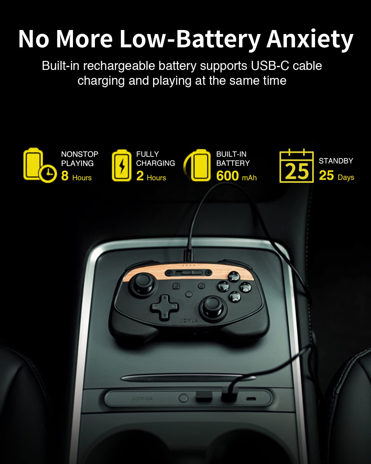 Jowua Multi-Device Wireless Controller Compatible for Tesla Model 3/Y/S/X/cybertruck Compatible for Switch, one controller set, SPECIAL PROGRAMMED and DESIGN FOR TESLA, Compatible for T (BLACK) [nintendo_switch,windows,ios,android]