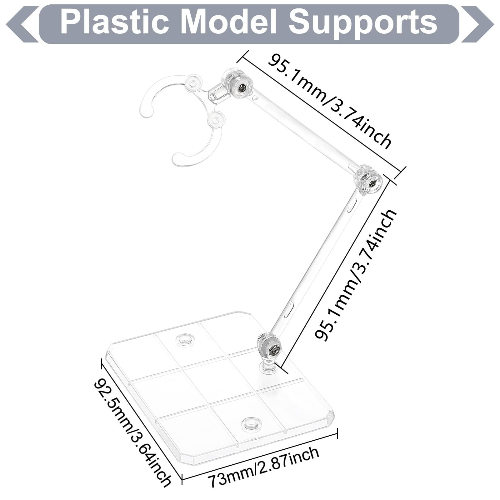 FINGERINSPIRE 8Pcs Action Figure Stand Assembly Action Figure Display Holder Base Doll Model Support Stand for 6 inch Action Figures or Effects Clear 1/144 HG/RG Gundam Figure Model Toy