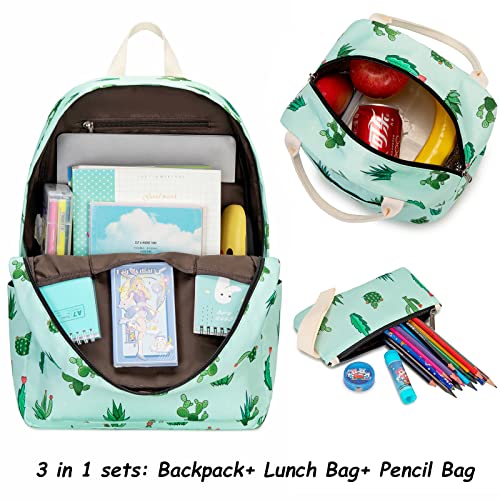 Bluboon Teen Girls Backpack School Book Bag Set with Lunch Box and Pencil Case for Kids and Children