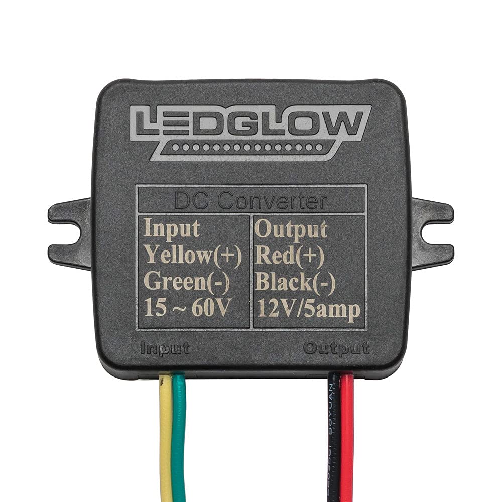 LEDGlow Golf Cart Battery Voltage Reducer for Electric EZGO Yamaha Club Car Golf Carts - Converts 15-60 Volts to 12 Volts for Underglow LED Lighting Kit
