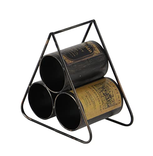 Deco 79 Metal Pyramid Wine Rack, 11" x 6" x 10", Black