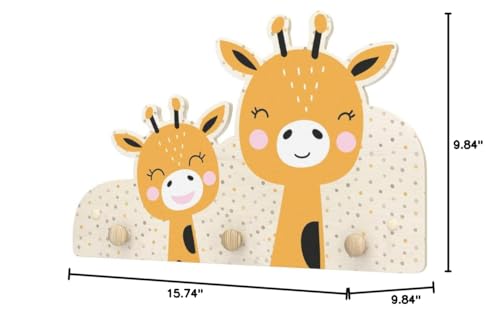 Bilderwelten Children's coat rack - Giraffe With Baby Giraffe, Dimension HxW: 9.84x15.74 in.