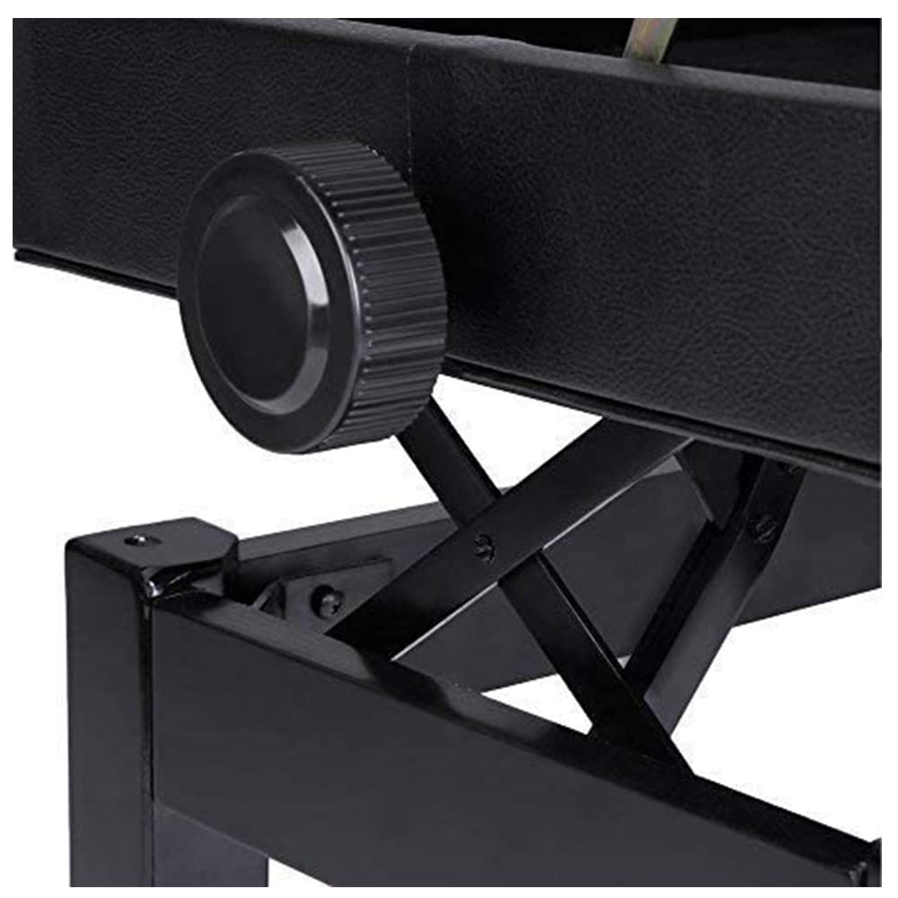 Iwell Piano Bench, Adjustable Piano Bench with Padded Cushion and Storage Compartment for Music Sheet, Music Bench, Piano Stool, Vanity Chair, Black