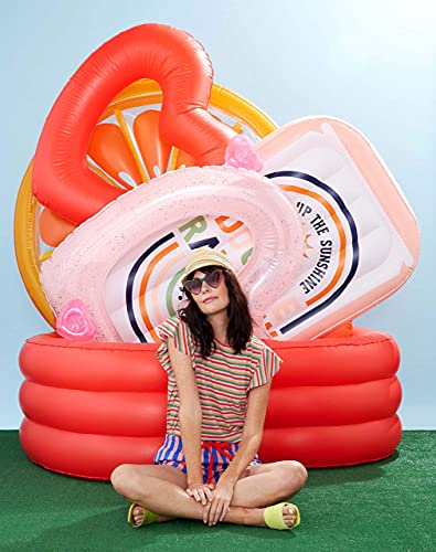 Ban.do Red Heart-Shaped Inflatable Swimming Pool, Large Blow Up Pool Fits 2-3 Adults, Red Heart