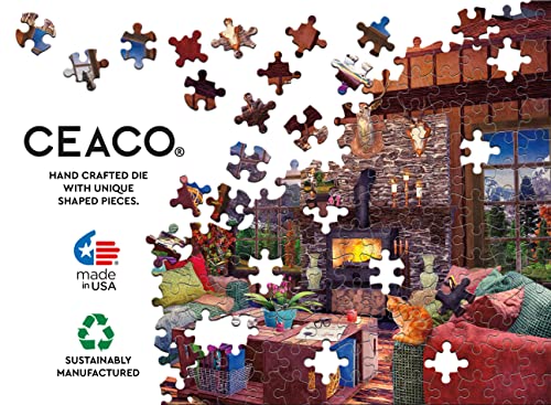 Ceaco - Rustic Lodge - Cozy Fire - 1000 Piece Jigsaw Puzzle, 27 x 20