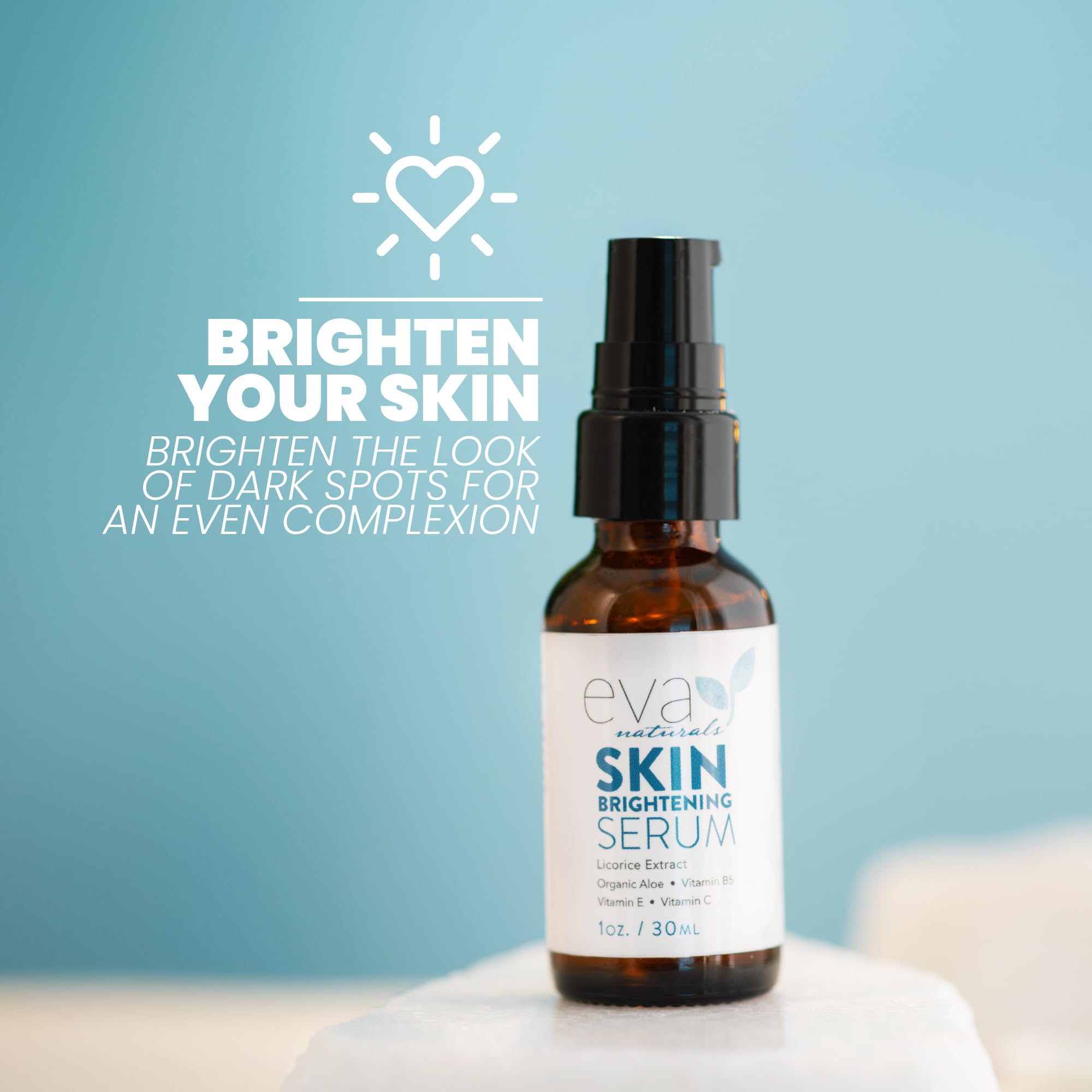 Licorice Extract Skin Brightening Serum by Eva Naturals - Face Serum for an Even Complexion - With Peptides, CoQ10 and Vitamin E
