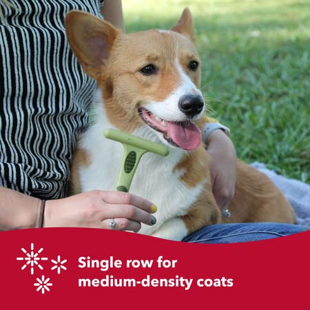 Coastal Pet Safari Dog Single Row Undercoat Rake - Undercoat Brush for Dogs with Medium and Long Hair - Dog Detangler Comb and Dematting Brush - Single Row
