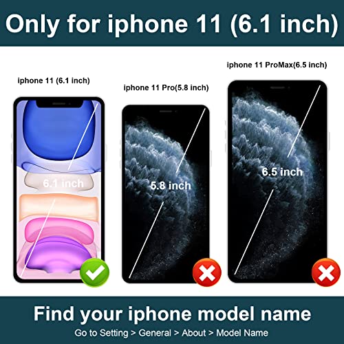 Folosu Compatible with iPhone 11 Case Wallet with Card Holder, 360°Rotation Finger Ring Holder Kickstand Protective RFID Blocking PU Leather Double Buttons Flip Shockproof Cover 6.1 Inch Green