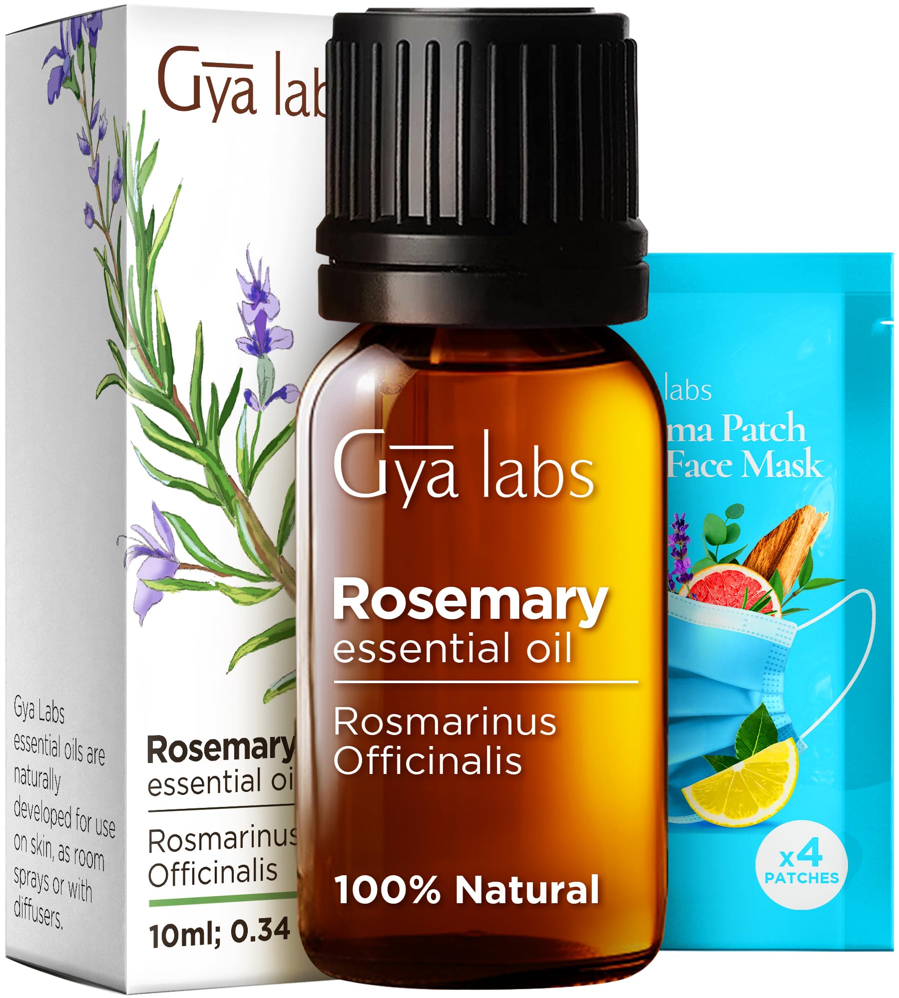 Gya Labs Rosemary Essential Oil for Hair - 0.34 Fl Oz - 100% Pure Natural Rosemary Oil for Diffuser, Skin, Scalp, Aromatherapy & Candle Making Scent